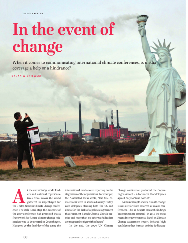 Down to Earth results featured in “Communication Director” – Climate Matters